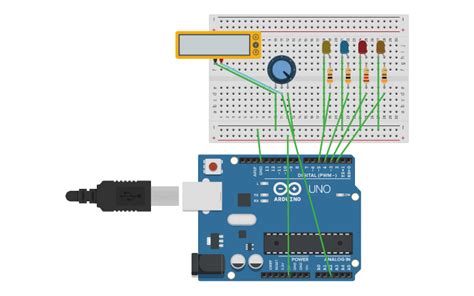 Circuit Design Leds Prende Segun El Potenciometro Tinkercad