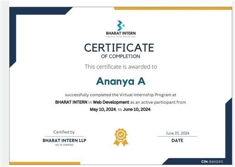 Ananya A On Linkedin Internship Bharatintern Webdevelopment