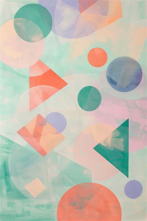 Playful Composition With Geometric Shapes In Pastel Tones Quilt Like Pattern Stock Image