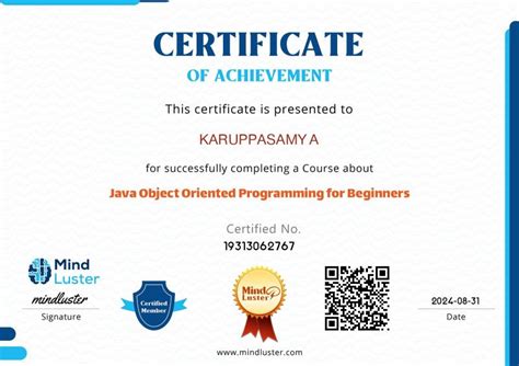 Im Thrilled To Have Successfully Completed The Java Object Oriented