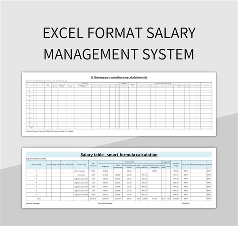 EXCEL Format Salary Management System Excel Template And Google Sheets File For Free Download