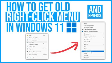 How To Get Old Right Click Menu In Windows 11 And Reverse Youtube