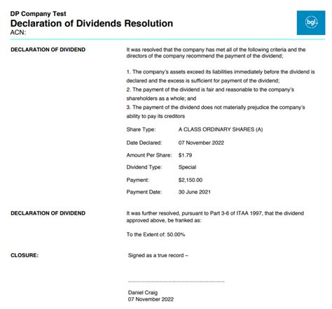 Declaration Of Dividends Resolution Simple Invest 360