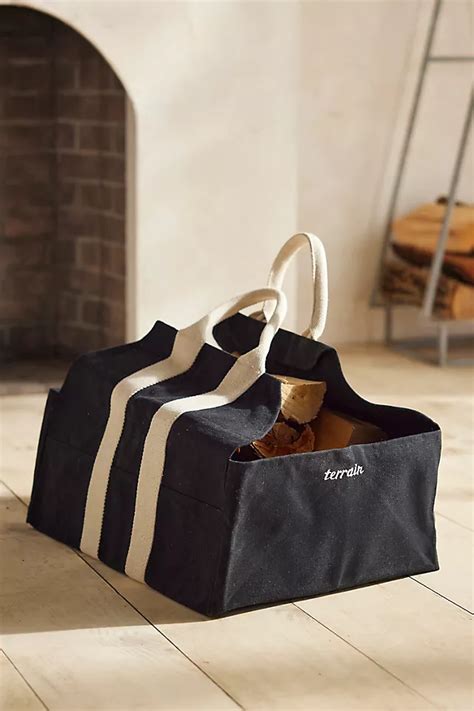 Waxed Canvas Log Carrier Black Terrain