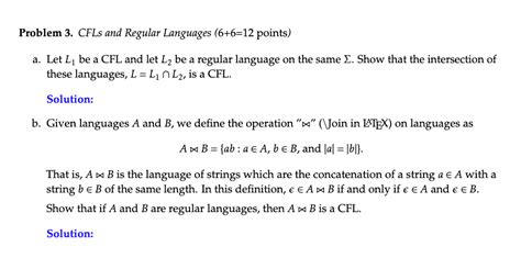 Solved Oblem 3 Cfls And Regular Languages 6612 Points