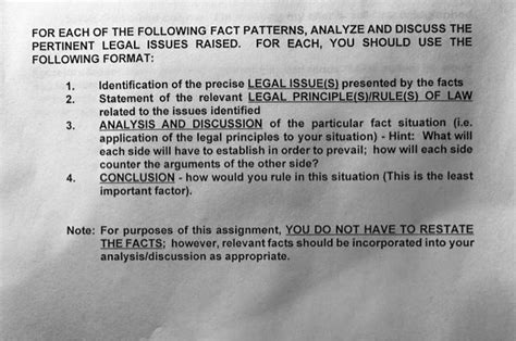 solved for each of the following fact patterns analyze and