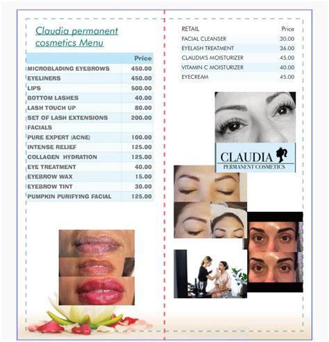Price List Claudia Permanent Cosmetics