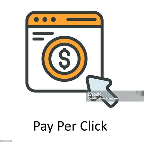 클릭당 지불 벡터 채우기 윤곽선 아이콘 디자인 그림입니다 흰색 배경에 서 및 웹 기호 Eps 10 파일 0명에 대한 스톡 벡터