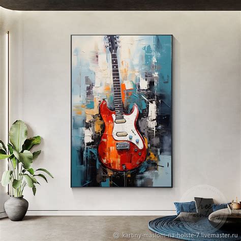 Картины: Музыка в гитаре Абстрактная картина с гитарой маслом на холст ...