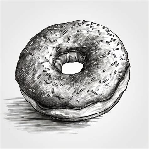 Sweet Donut Sketch Drawing Illustration On Abstract Background Stock