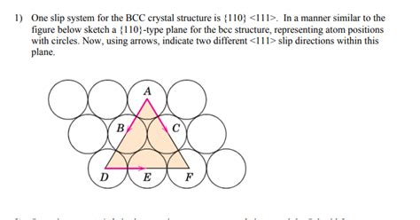 Solved 1 One Slip System For The Bcc Crystal Structure Is