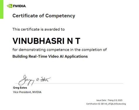 Successfully Nvidia Vinubhasri N T