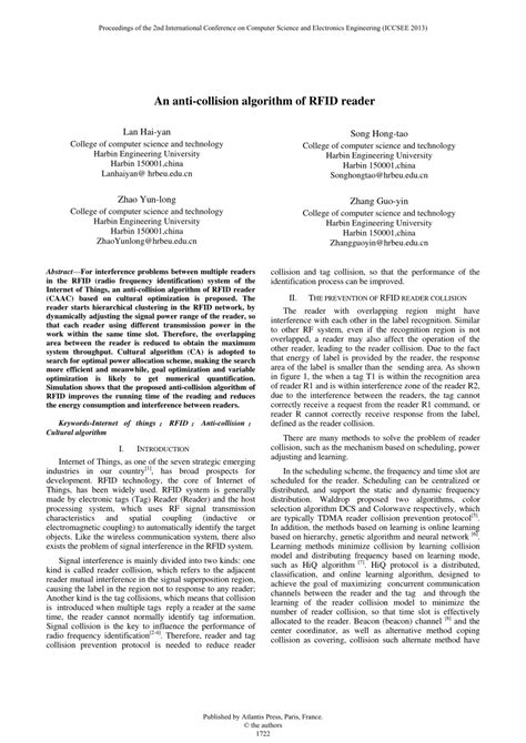 Pdf An Anti Collision Algorithm Of Rfid Reader