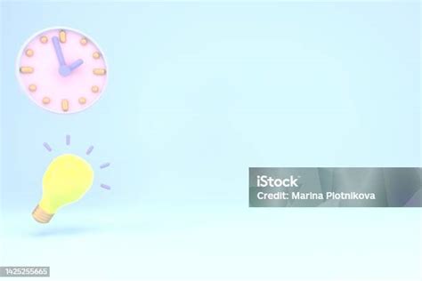 복사 공간이있는 둥근 시계 3d 만화 최소 스타일 시간 유지 시간 측정 시간 관리 및 마감일 개념 3차원 형태에 대한 스톡 사진 및 기타 이미지 Istock