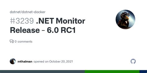 Net Monitor Release 60 Rc1 · Issue 3239 · Dotnetdotnet Docker · Github