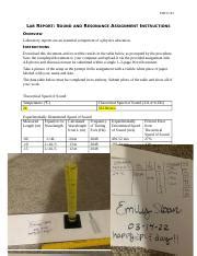 Lab Report Sound And Resonance Docx PHYS LAB REPORT SOUND AND RESONANCE ASSIGNMENT