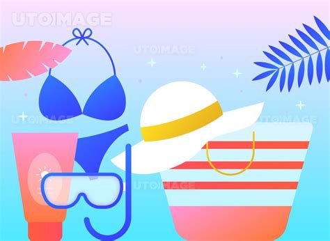 컬러풀한 물놀이용품 벡터 일러스트 Sill769 유토이미지 일러스트 쇼핑 이벤트 오브젝트 여름 투명한 컬러풀한 트로피칼 반짝임 여행 바캉스 수영복