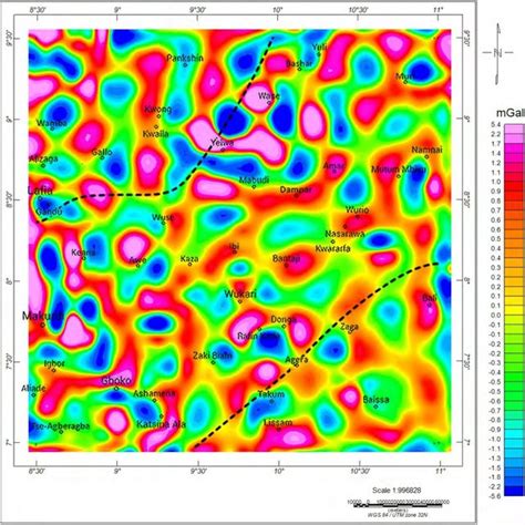 A Residual Gravity Field Showing Anomalies Due To Sources At Download Scientific Diagram