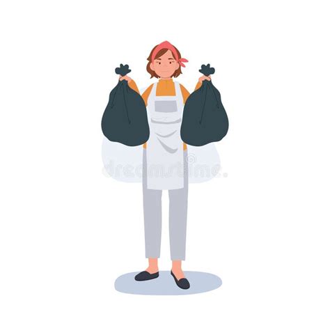 Professional Cleaner People Character Of Lady Working As Housekeeper