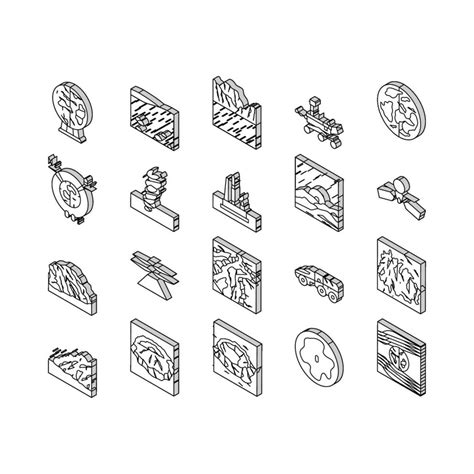 Mars Planet Space Astronomy Isometric Icons Set Vector 39841369 Vector Art At Vecteezy
