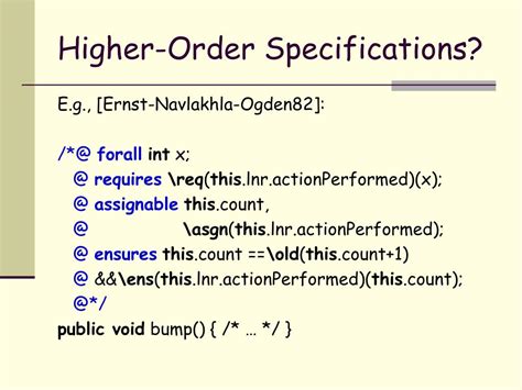 Ppt Modular Verification Of Higher Order Methods In Jml Powerpoint