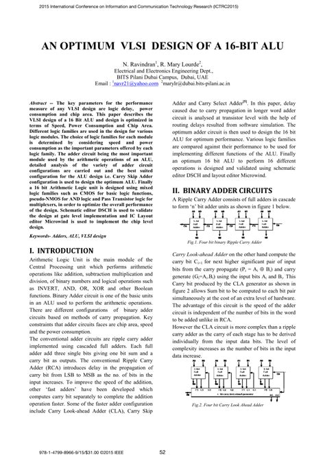 Pdf An Optimum Vlsi Design Of A 16 Bit Alu