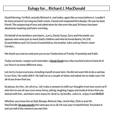 40 Free Eulogy Templates To Write Memorable Funeral Speech