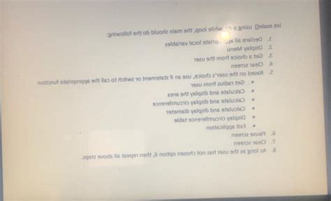 Solved Create A Menu Driven Application That Takes The