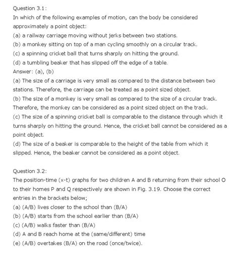 Ncert Solutions For Class 11th Physics Chapter 3 Motion In A Straight Line