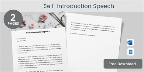 Self Introduction Speech In Word Download
