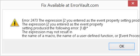 How To Fix Error 2473 The Expression 2 You Entered As The Event Property Setting Produced The