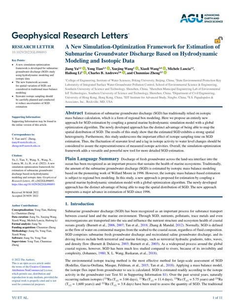 Pdf A New Simulation‐optimization Framework For Estimation Of Submarine Groundwater Discharge