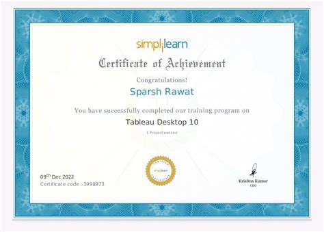 sparsh rawat on linkedin completed tableau course from simplilearn