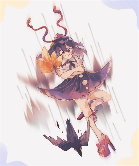 Safebooru 1girl Bird Black Bird Black Skirt Commentary Falling Full