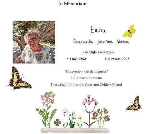 In Memoriam Erna Van Dijk Gerritzen Toeristisch Informatiecentrum T