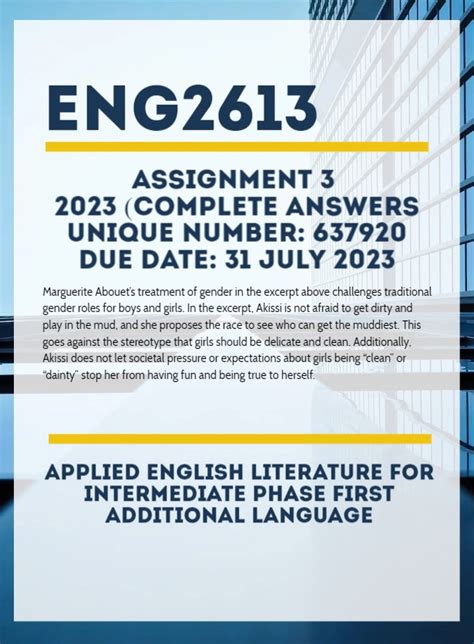 Eng2613 Assignment 3 2023 Unique Number 637920 Due Date 31 July 2023