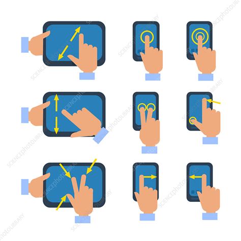 Touchscreen Hand Gestures Illustration Stock Image F019 9894 Science Photo Library