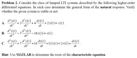 Solved Problem 2 Consider The Class Of Lumped Lti Systems