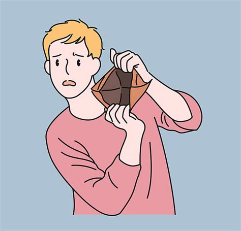 한 남자가 빈 지갑안을 보여주고 있다 손그림 스타일 일러스트레이션 유토이미지 상세페이지 베이직샵 일러스트 21704827