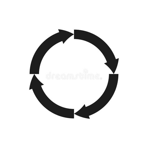 Cycle Arrows Circular Rotation Icon Process Loop Symbol Black Simple Illustration Stock