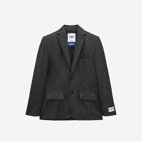 자라 X 아더에러 스트라이프 오버사이즈 블레이저 그레이 Zara Kream