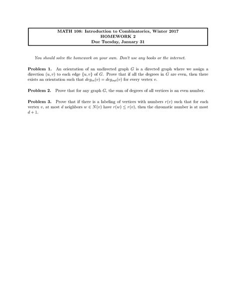 Ps 2 Problem Set Math 108 Introduction To Combinatorics Winter