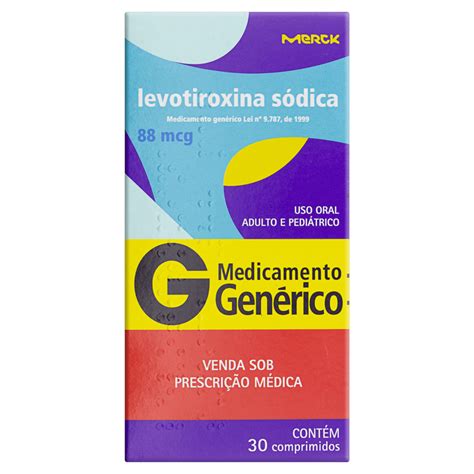 Levotiroxina Sódica 88mcg Genérico Merck Sa 30 Comprimidos