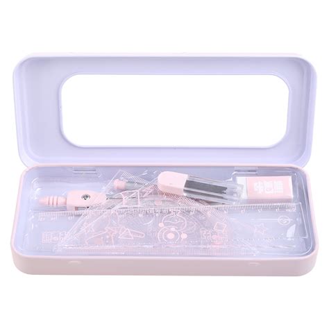 Portable Compass Protractor Kit Math Drafting Tool Plastic Rulers Set For Teens