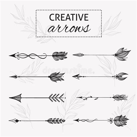 Rustic Decorative Arrows And Feathers Hand Drawn Vintage Vector Design