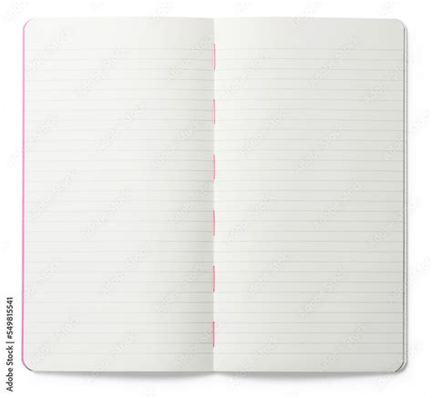 Blank Open Ruled Notebook With Neon Pink Thread Binding And Pink Bookend Paper Isolated Over A