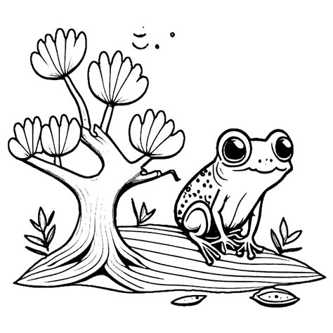 Frog Tree Coloring Page Creative Fabrica