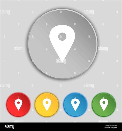 Map Pointer GPS Location Icon Sign Symbol On Five Flat Buttons