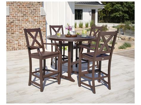 Polywood® Braxton 5 Piece Bar Set With Umbrella Hole Patioliving