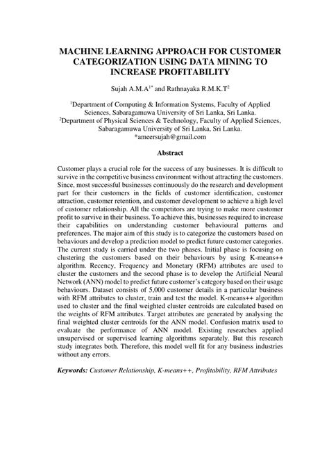 Pdf Machine Learning Approach For Customer Categorization Using Data